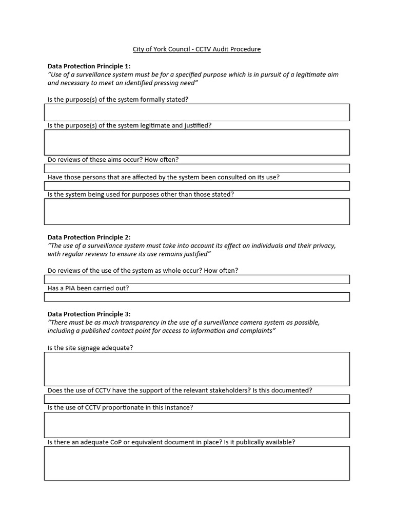 CCTV Audit Procedure | PDF | Closed Circuit Television | Information ...