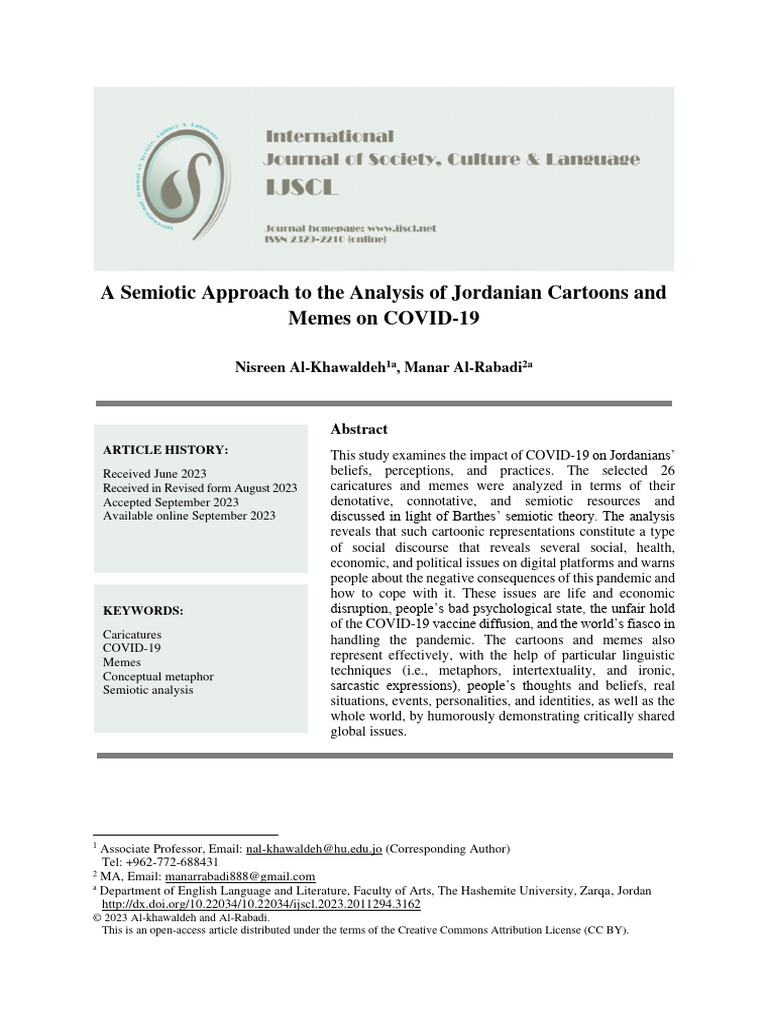 A Semiotic Approach To The Analysis of Jordanian Cartoons and Memes On ...
