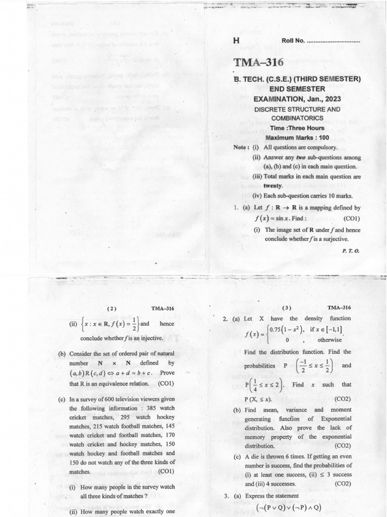 Tma316 Endsem 2023 | PDF