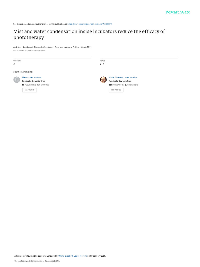 Mist and Water Condensation in | PDF | Humidity | Neonatal Intensive ...