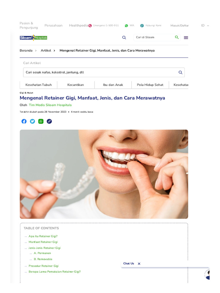 Mengenal Retainer Gigi, Manfaat Cara Merawatnya | PDF