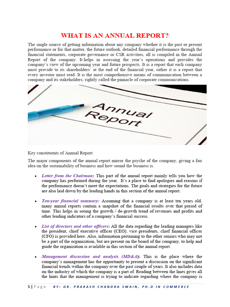 Annual Report Pdf Financial Statement Stocks