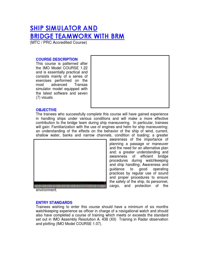 Ship Simulator and Bridge Teamwork With BRM | PDF | Simulation | Ships