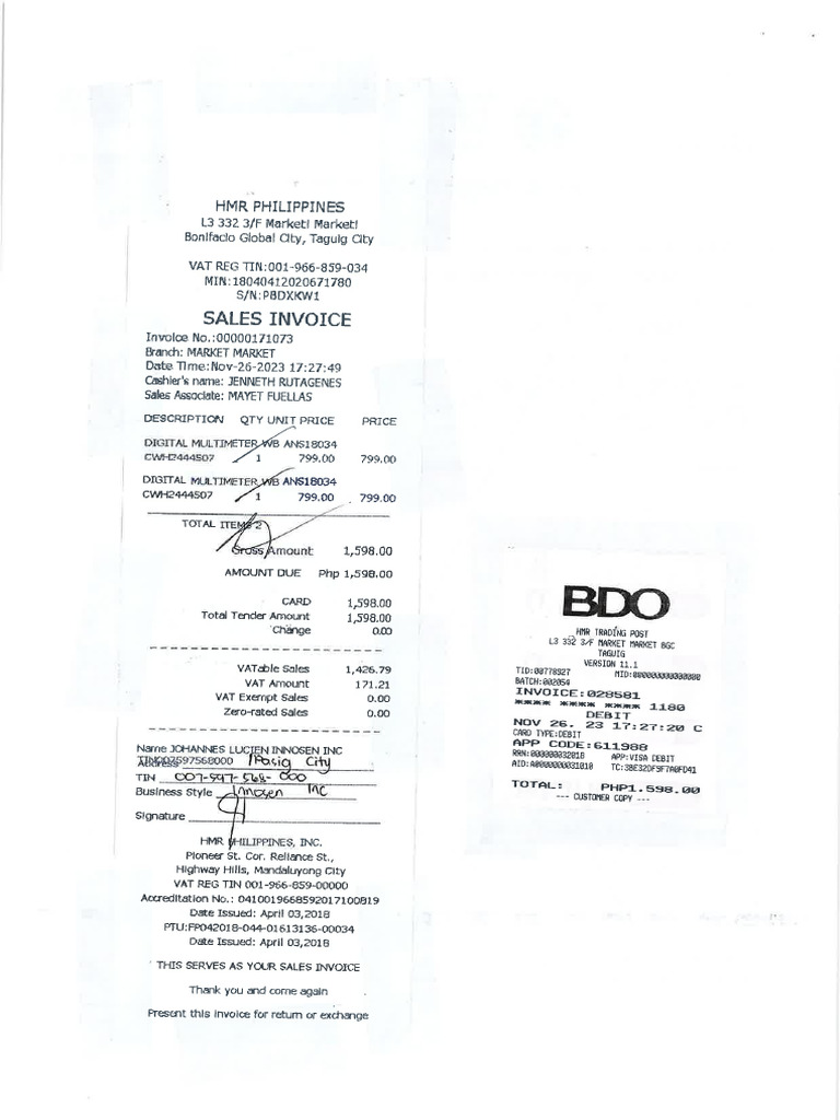 HMR - Inv No 171073 | PDF