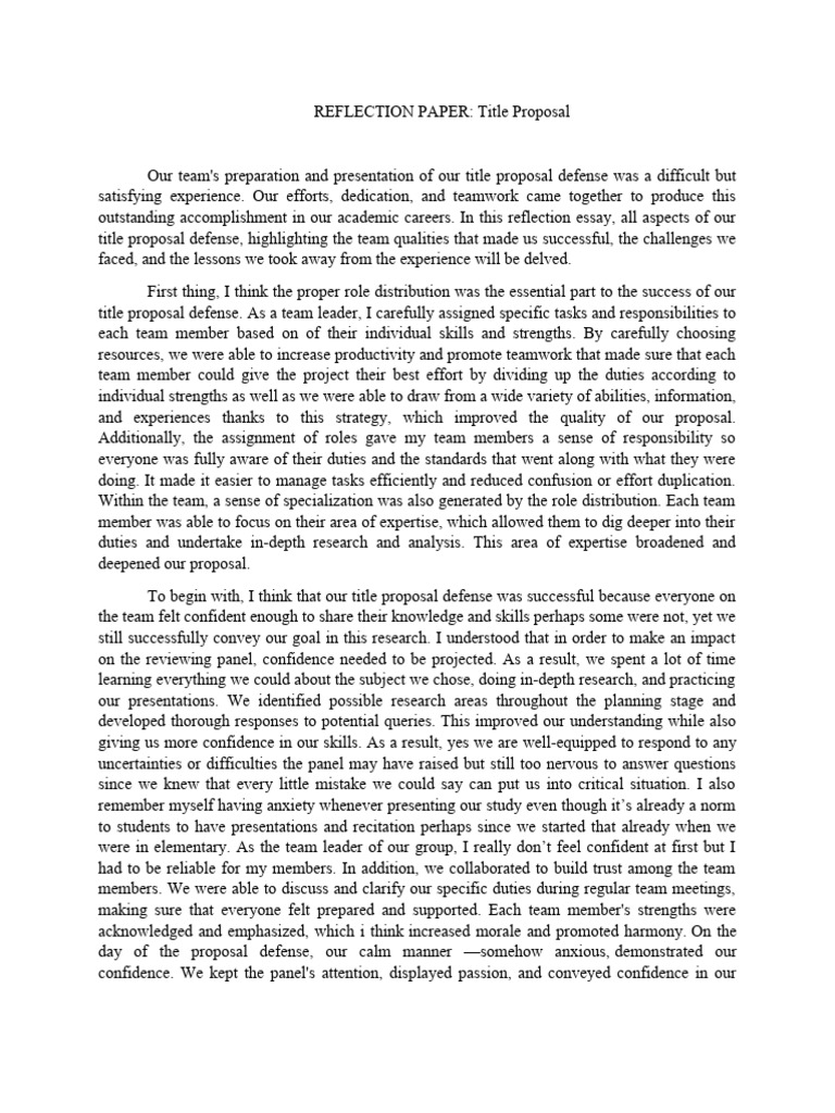 Reflection Paper | PDF | Experience | Collaboration