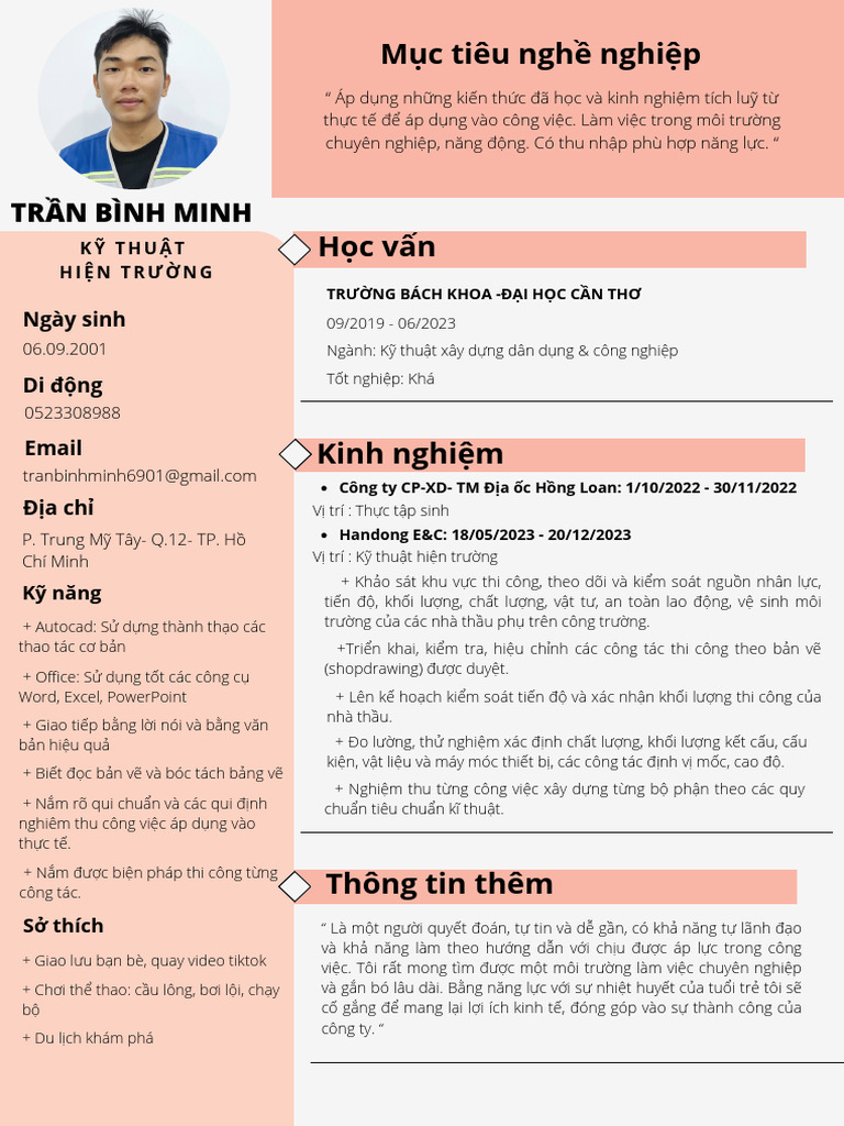 Peach & Coral Simple Professional Resume | PDF