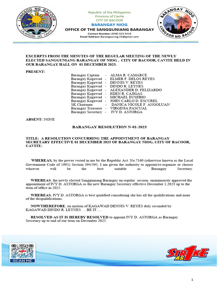 N-01-2023 New Resolution Secretary 2023 | PDF | Philippines