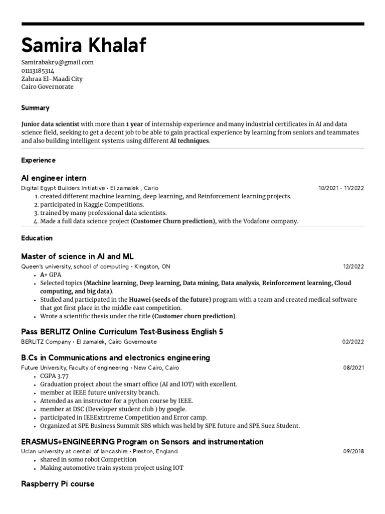 Samira Khalaf Resume | Download Free PDF | Artificial Intelligence ...