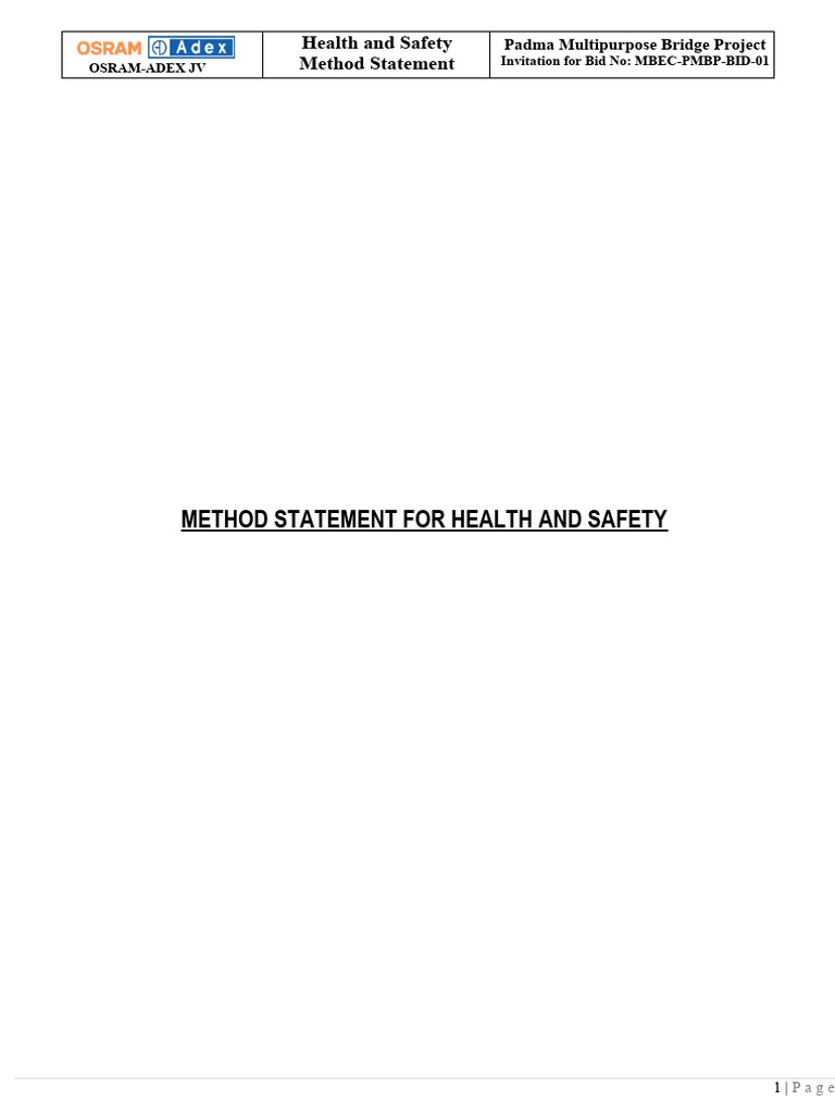 Health and Safety Method Statement | PDF | Occupational Safety And ...