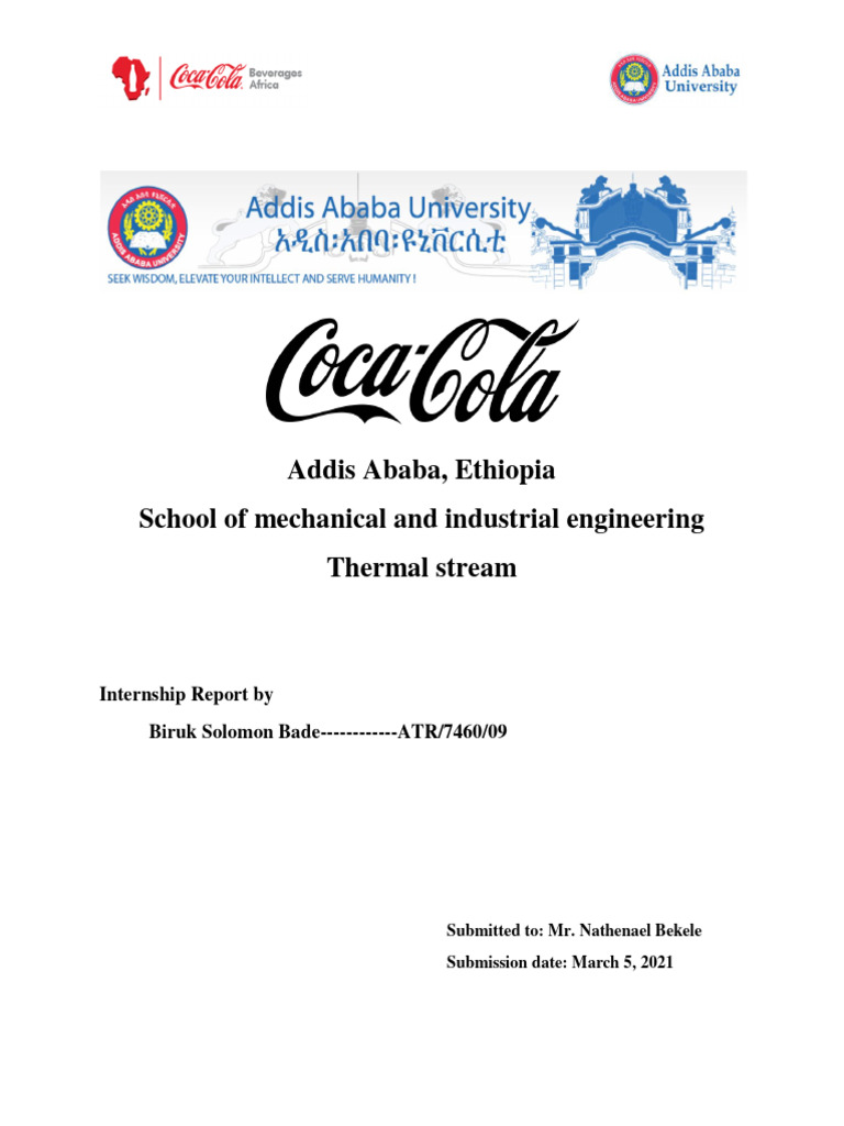 Coca-Cola Ethiopia Internship Report | PDF | Machines | Coca Cola