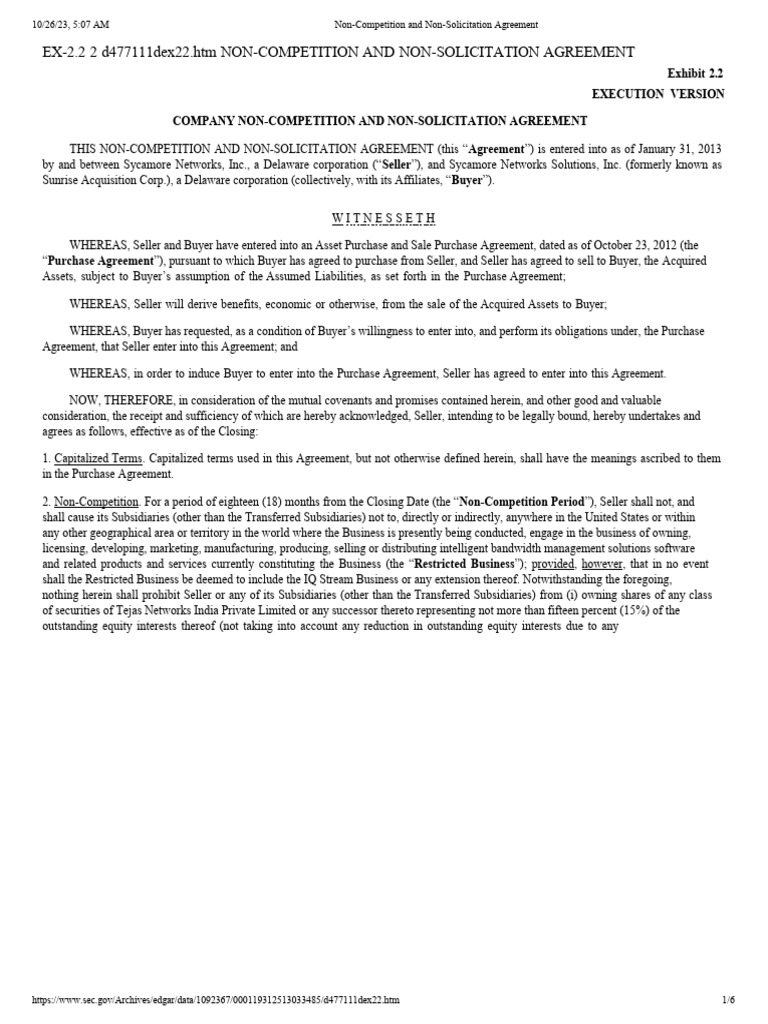 Non-Compete & Non-Solicit Agreement | PDF | Legal Remedy | Damages