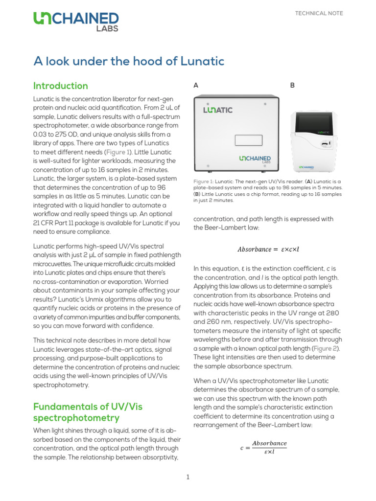 Tech Note A Look Under The Hood of Lunatic | PDF | Ultraviolet–Visible ...