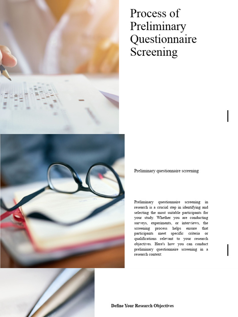 Preliminary Questionnaire Screening | PDF | Survey Methodology ...