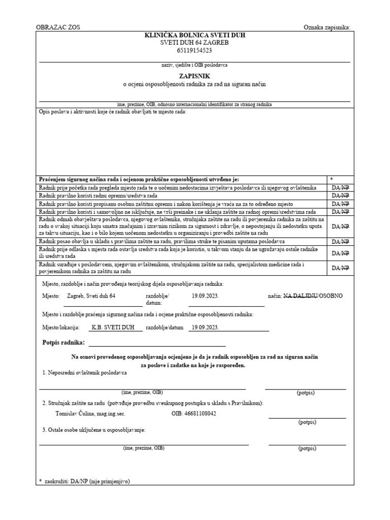 ZOS obrazac 2022 (1) | PDF