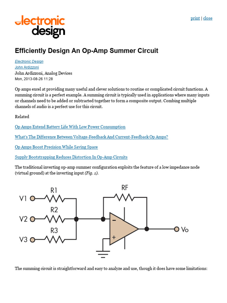 Design Opamp Summer Circuit | PDF | Amplifier | Operational Amplifier