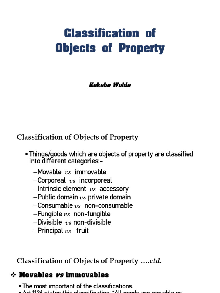 5 - Classification of Objects of Property | PDF