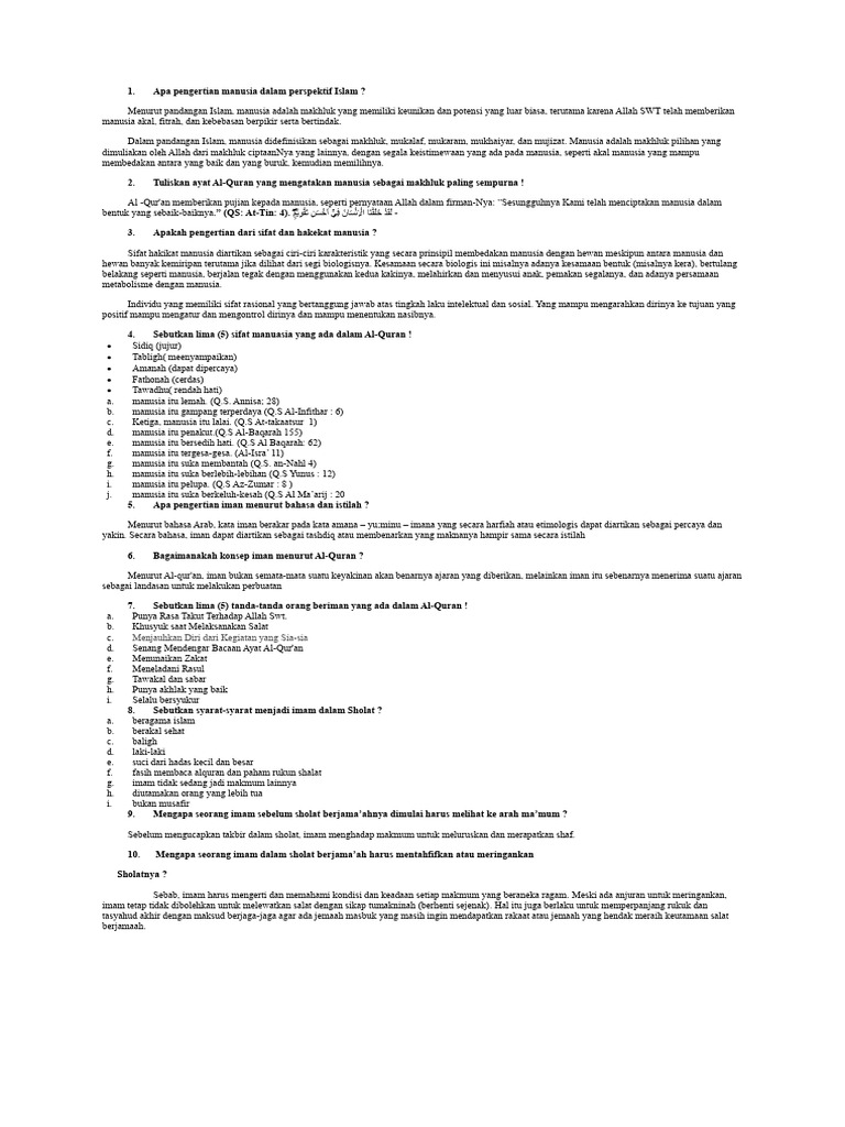 Kisi Kisi Uas Aik | PDF