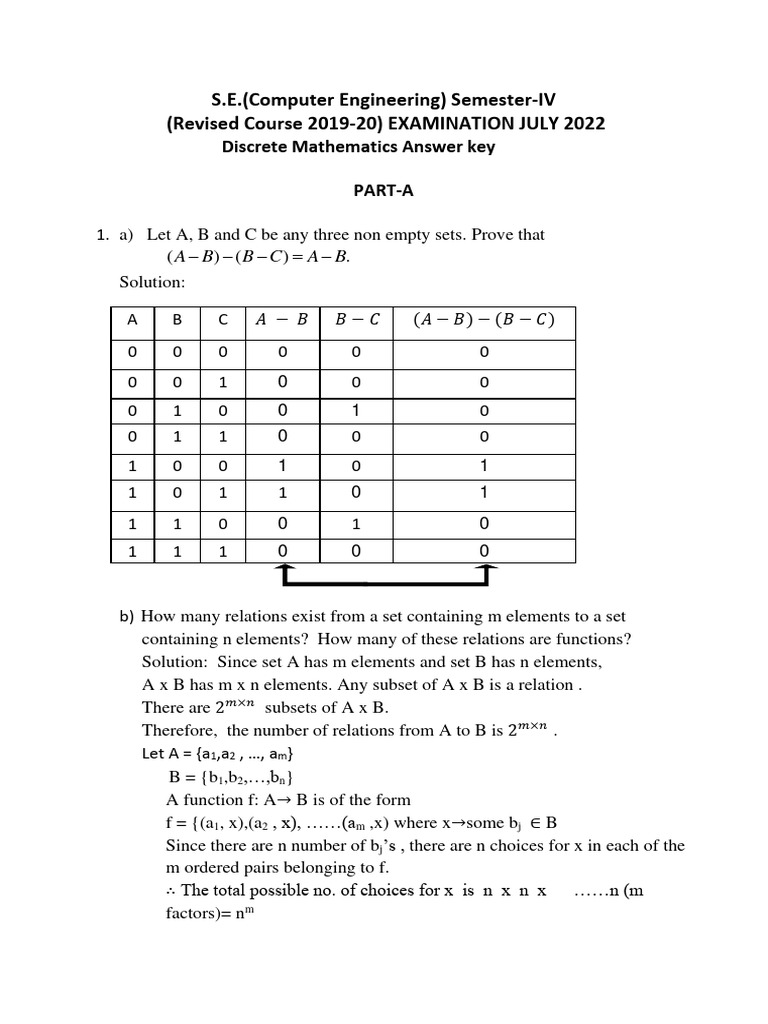 DISCRETE MATHEMATICS ANSWERKEY 2022 | PDF | Vertex (Graph Theory) | Recurrence Relation