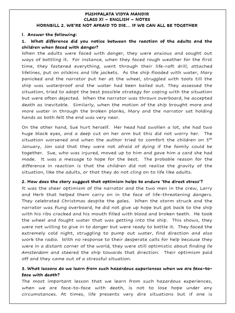 We're Not Afraid To Die - Notes - Done | PDF | Optimism | Ships