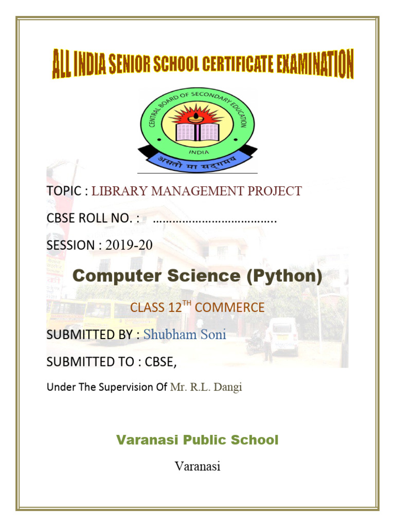 Computer Science Library Management Project Pdf Computer Programming Computer Science