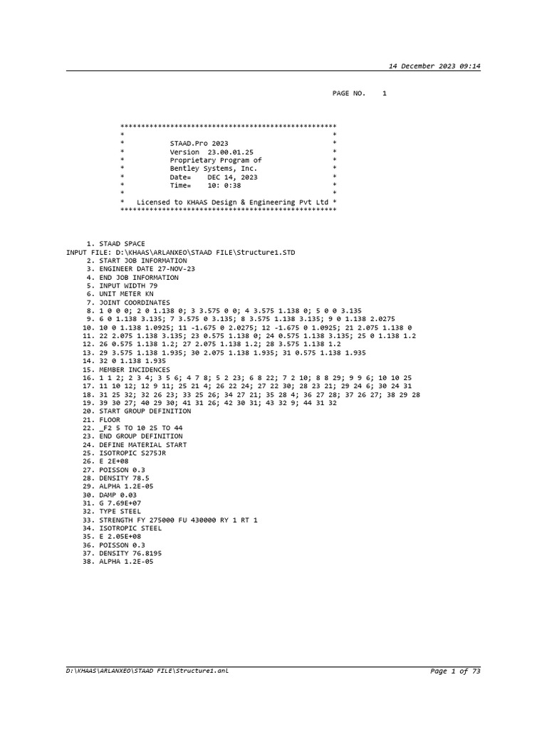Staad Output | PDF | Physics | Classical Mechanics