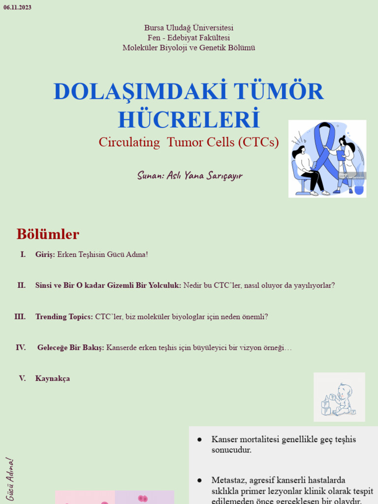 DOLAŞIMDAKİ TÜMÖR HÜCRELERİ Circulating Tumor Cells (CTCS) | PDF