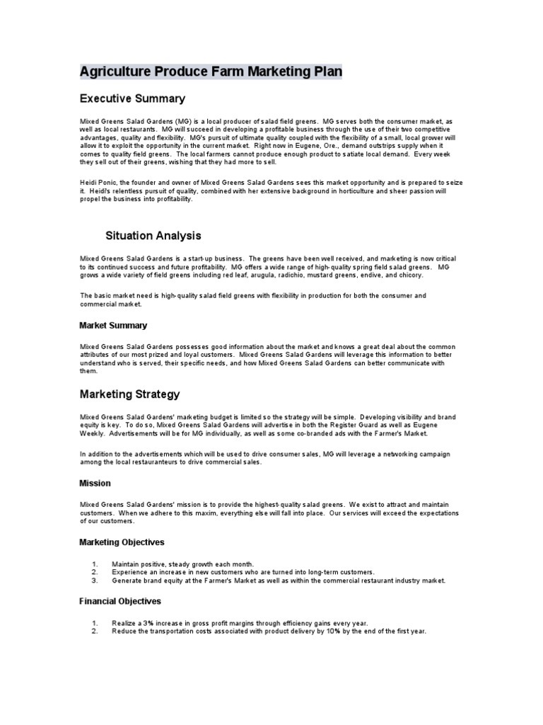 Agriculture Produce Farm Marketing Plan | PDF | Marketing | Advertising