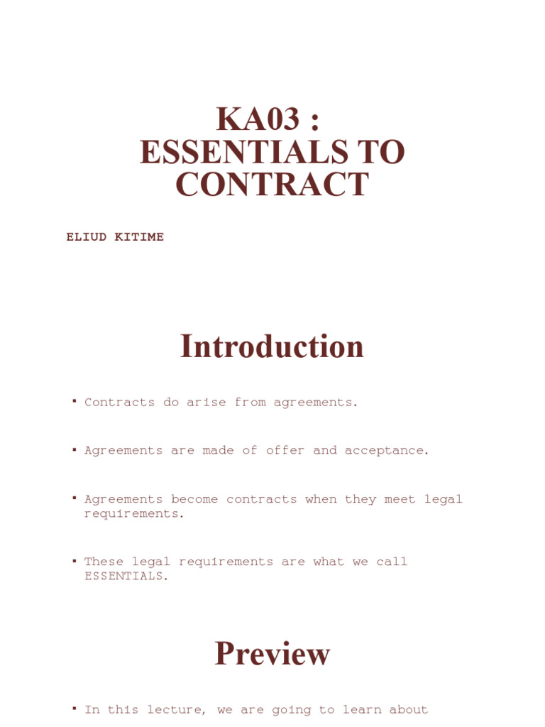 Knowledge Area 03 - Essentials To Contract | Download Free PDF | Consideration | Justice