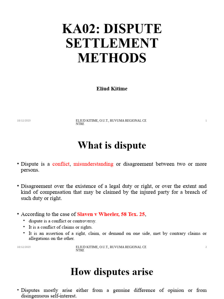 Dispute Settlement Methods | PDF | Mediation | Trials