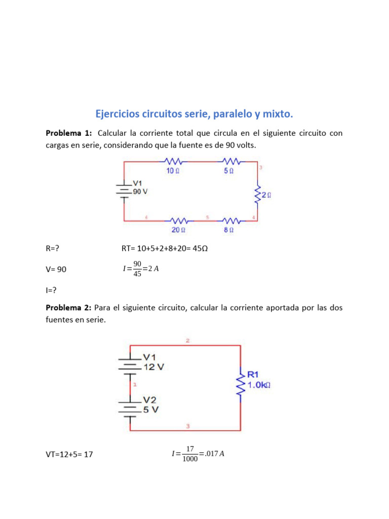 Ejercicios Circuitos Serie, Paralelo y Mixto | PDF | Ciencia de los Materiales | Materiales