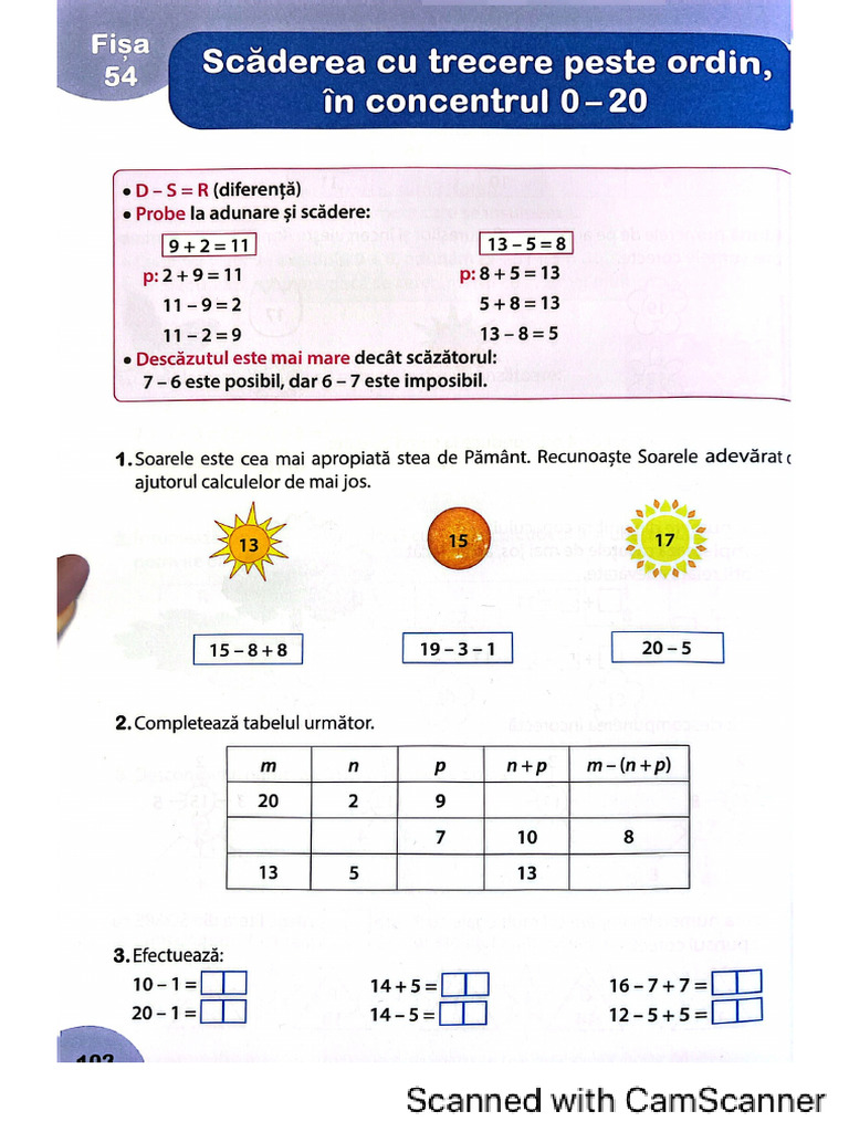 Exercitii Matematica Si Stiinte, Clasa 1 | PDF