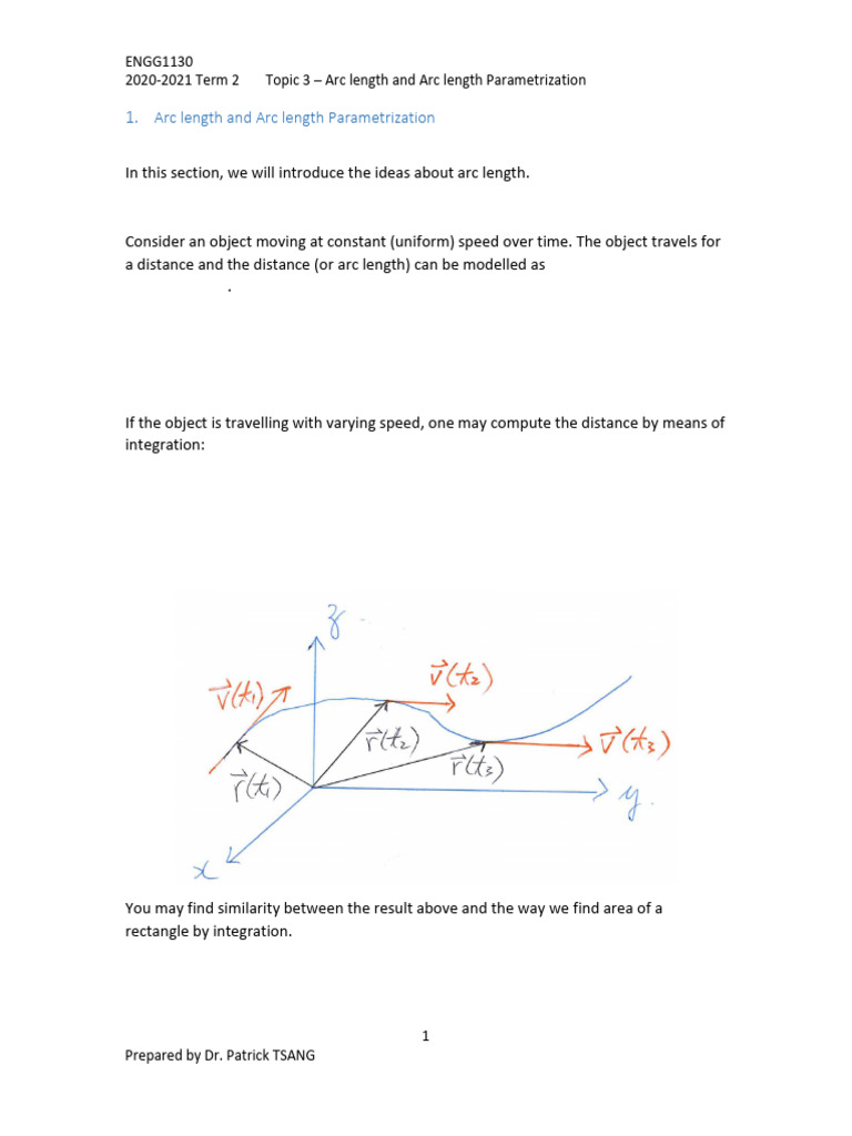 3 - Arc Length and Arc Length Parametrization - Class | PDF | Curve | Minute And Second Of Arc