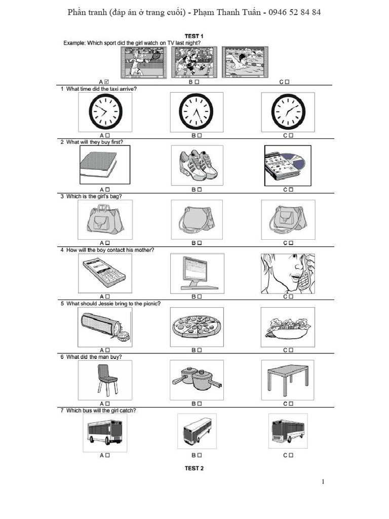 Sách Thi B1 Có Đáp Án 1 | PDF