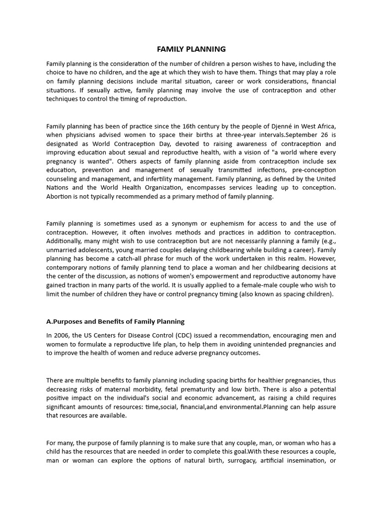 Family Planning | PDF | Family Planning | Birth Control