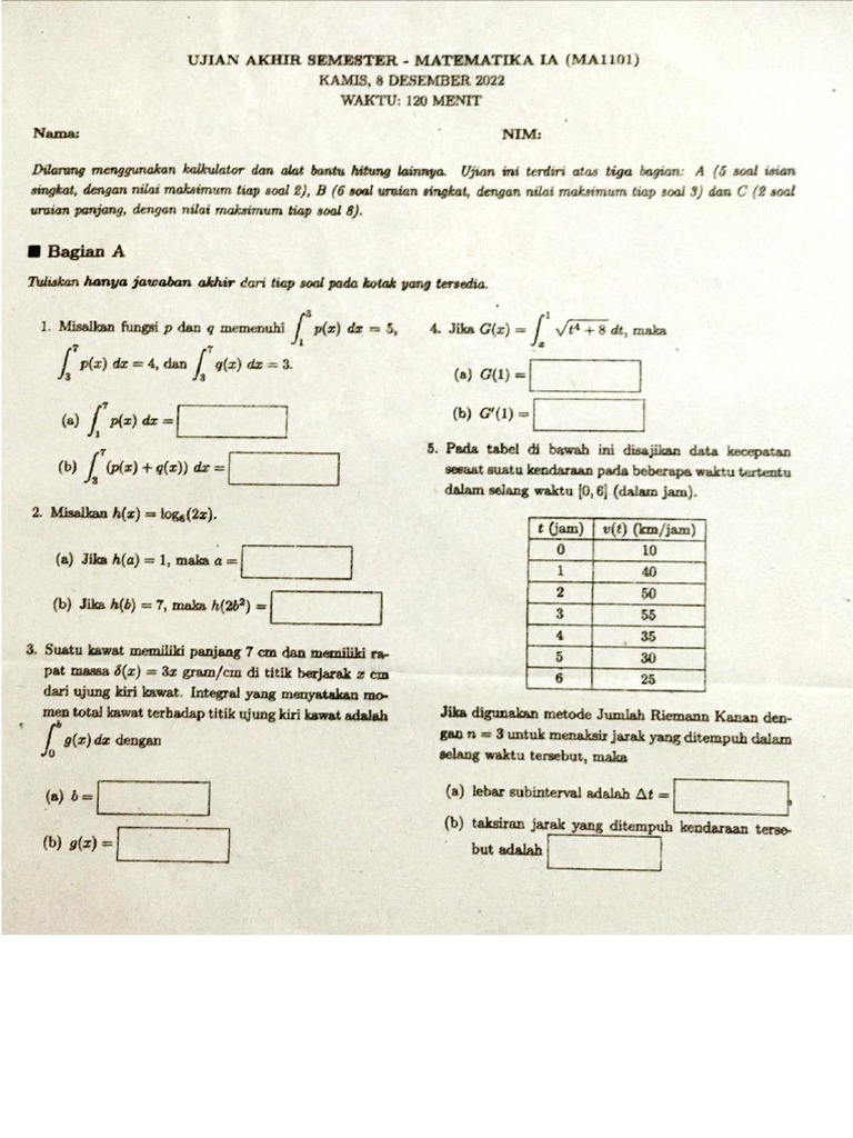 Uas Ma1101 2022-2023 | PDF