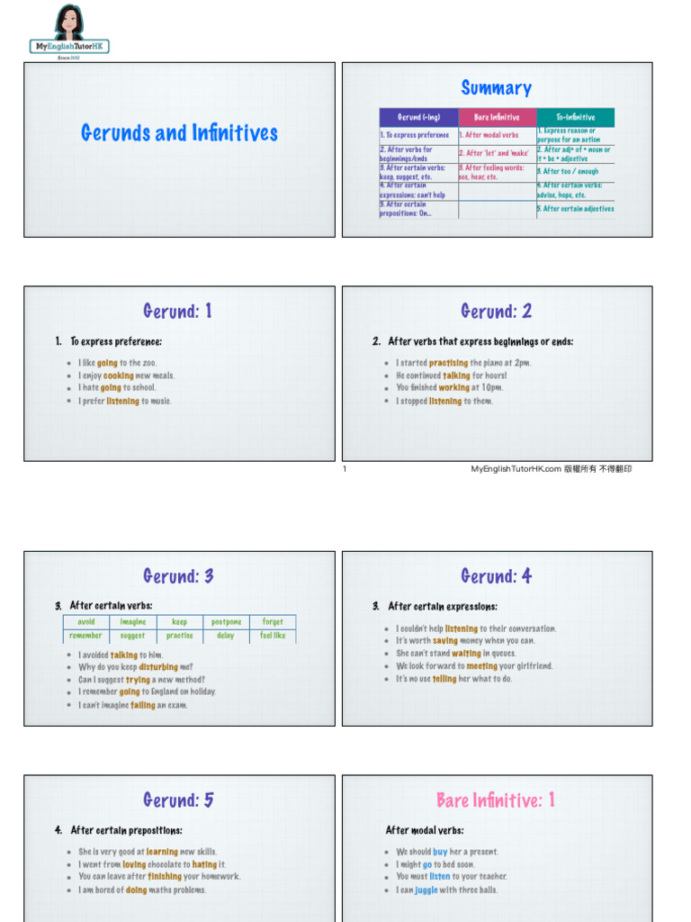 Gerunds and Infinitives | PDF | Language Arts & Discipline