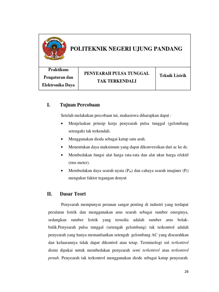 Penyearah Pulsa Tunggal Dan Ganda Tak Terkendali | PDF | Sains ...