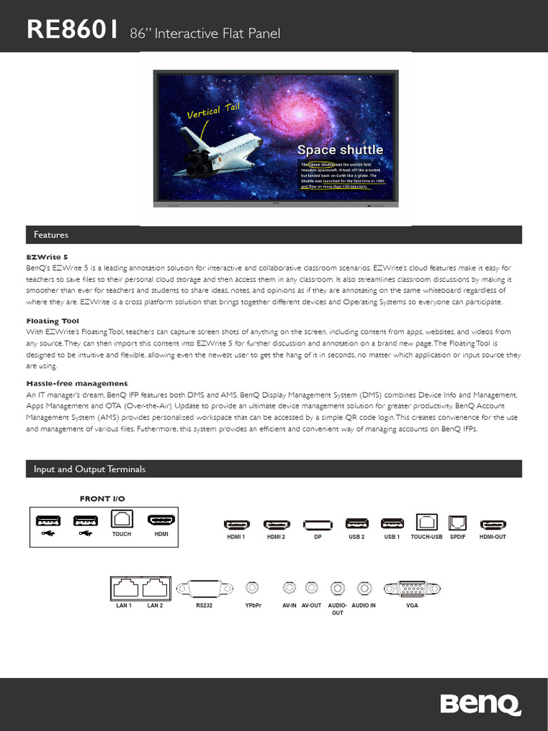 IFP RE8601 Datasheet | PDF | Hdmi | Computer Engineering