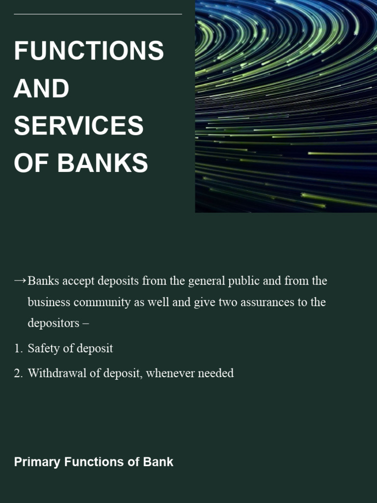 3.function and Services of Banks | PDF | Banks | Deposit Account