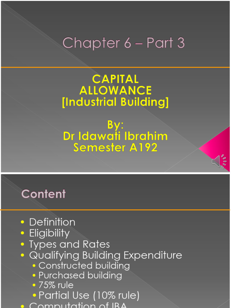 Chapter 6 Capital Allowance - Part 3 - IBA | Download Free PDF | Cost | Interest