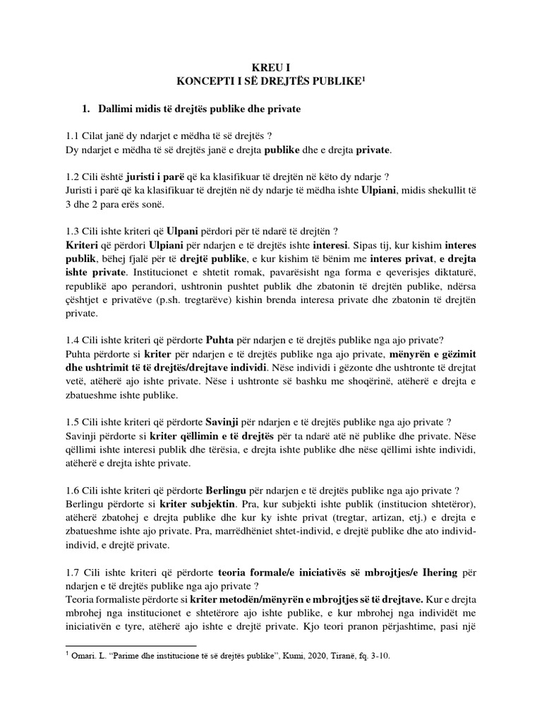 Kreu I - Koncepti I Së Drejtës Publike | PDF