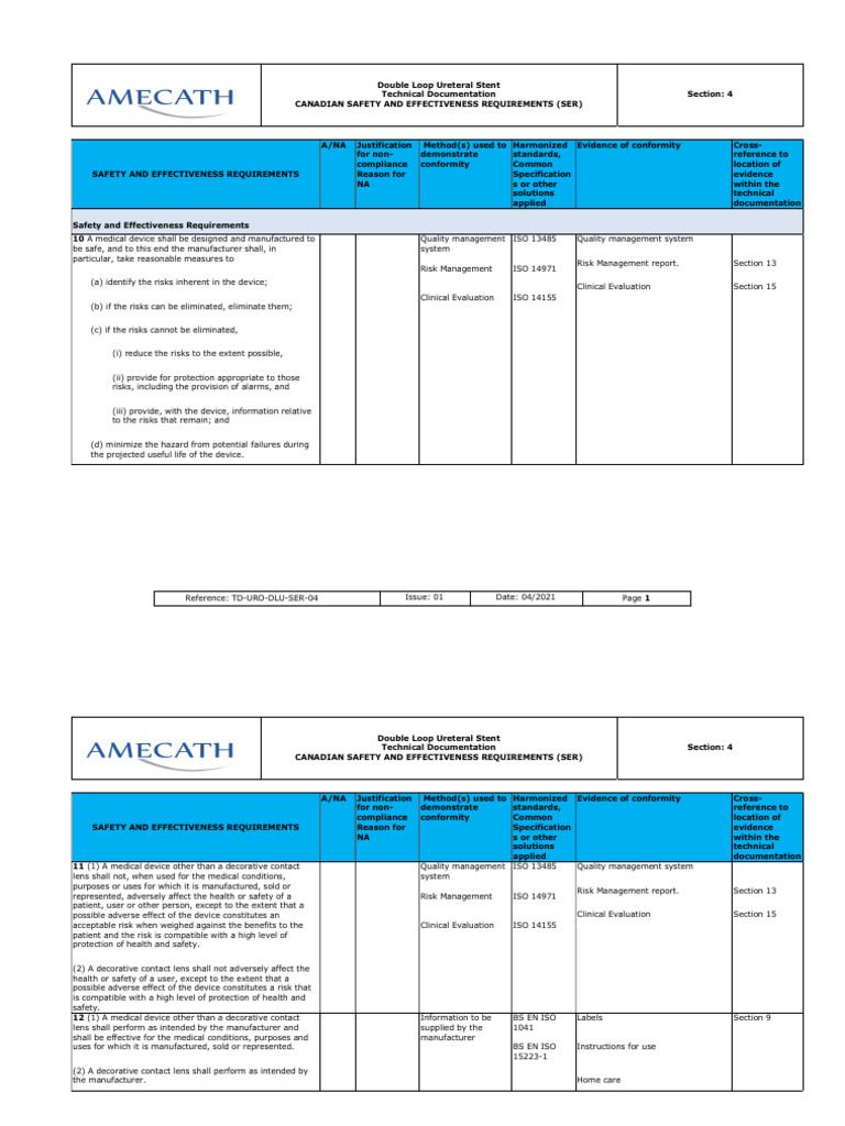 Canadian Safety and Effectiveness Requirements (Cser) | PDF ...