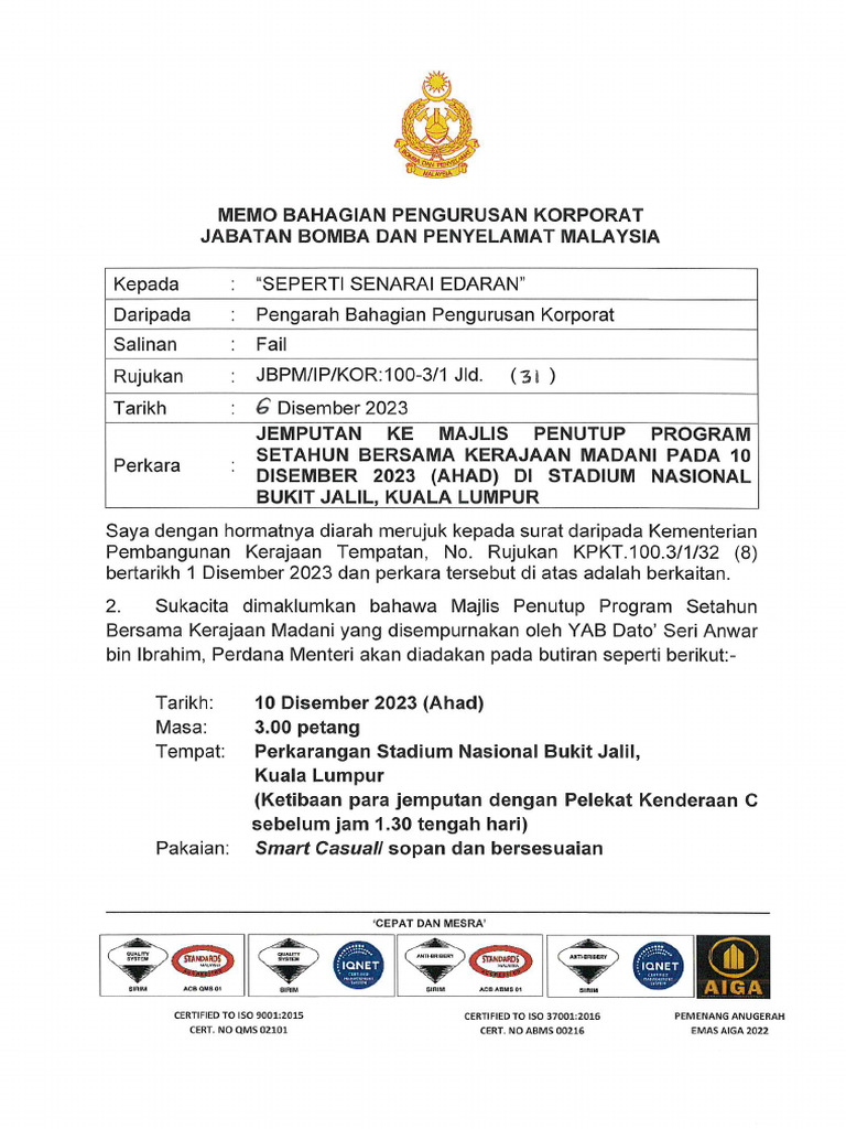 Majlis penutup program setahun bersama kerajaan madani | PDF