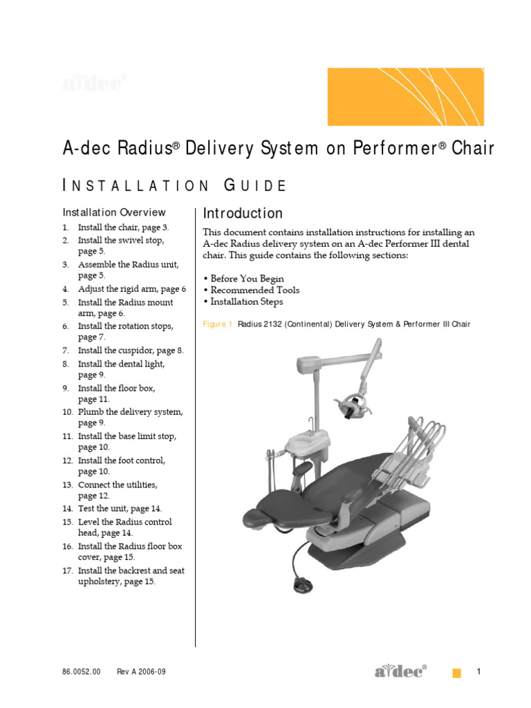 A-Dec Radius | PDF | Pipe (Fluid Conveyance) | Electrical Connector