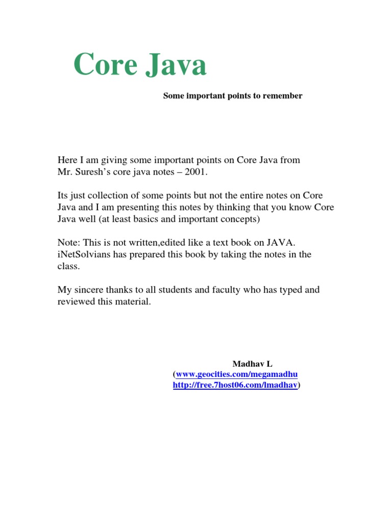 Core Java Insights from Suresh's Notes | PDF | Data Type | Control Flow