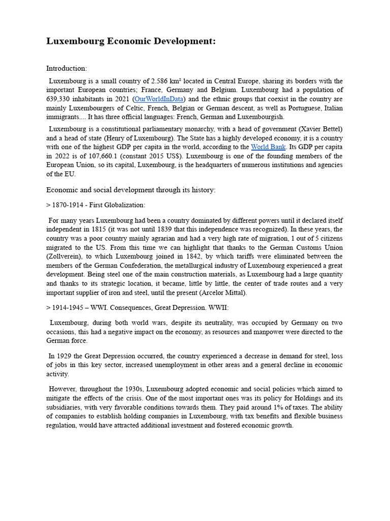 Luxembourg Economic Development | PDF | Great Recession | Luxembourg