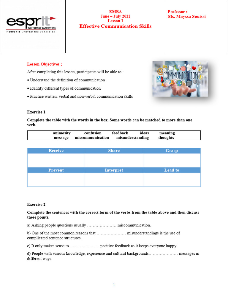 L1 Emba | PDF | Communication | Nonverbal Communication