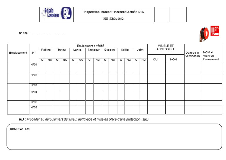 Fiche Inspection Des R I A | PDF | Technologie et ingénierie