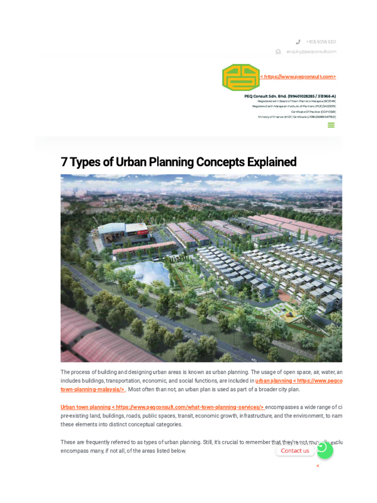 7 Types of Urban Planning Concepts | PDF