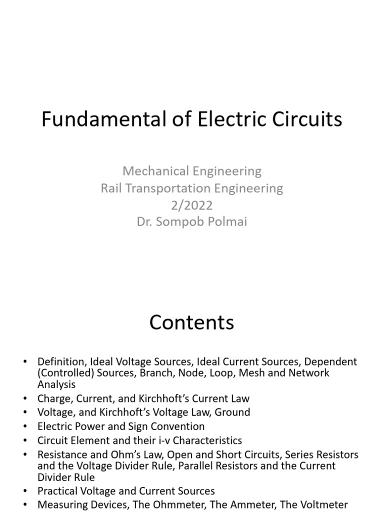 01 - Fundamental of Electric Circuits Mech Rail 2022 | PDF | Voltage | Electrical Network